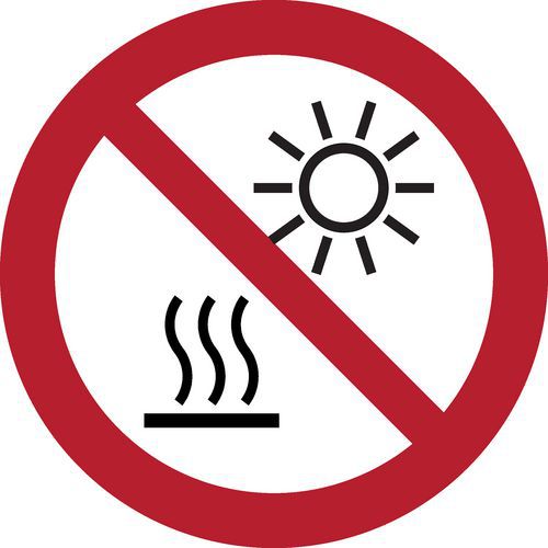 Pictogram Blootstellen aan direct zonlicht of heet oppervlak verboden ...