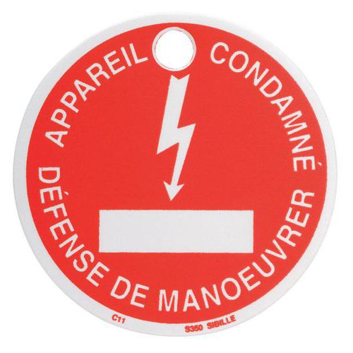 Signalementplaat, aluminium rond voor hangslot + vergrendeling CAD-60 ...