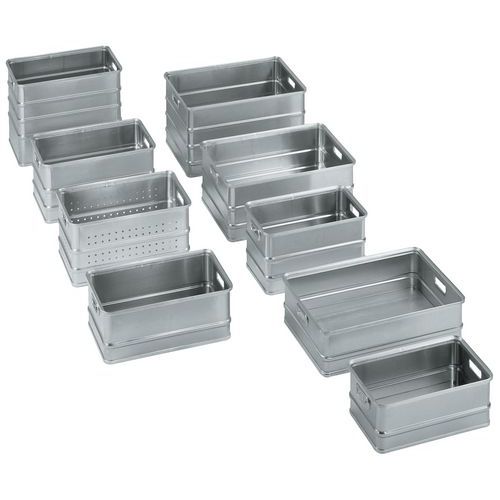 Bac de transport aluminium - Longueur 758 mm - 77 à 155 L - Manutan.be