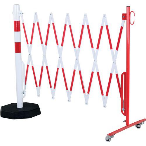 Barrière extensible sur roulettes avec poteau à socle lourd - Crash ...